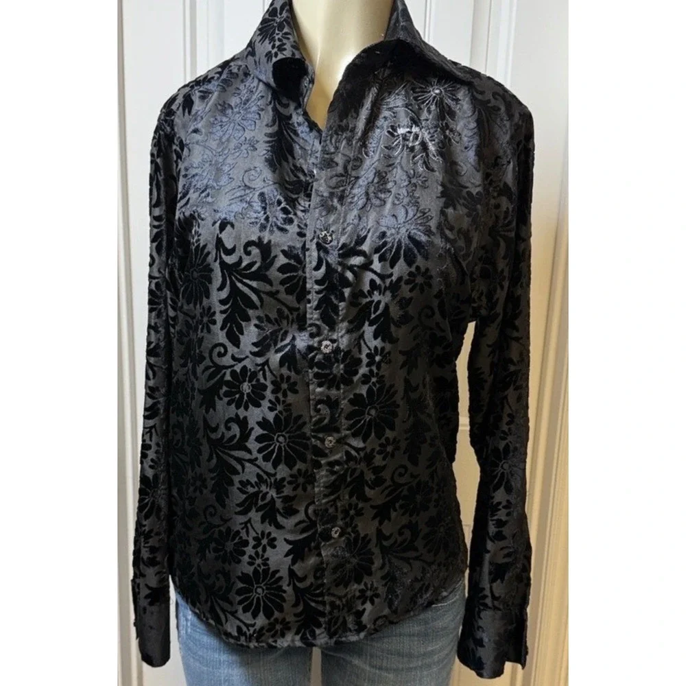 Deus | Shirts | Y2k Velvet Burnout Floral Gothic Button Up Shirt Large ...